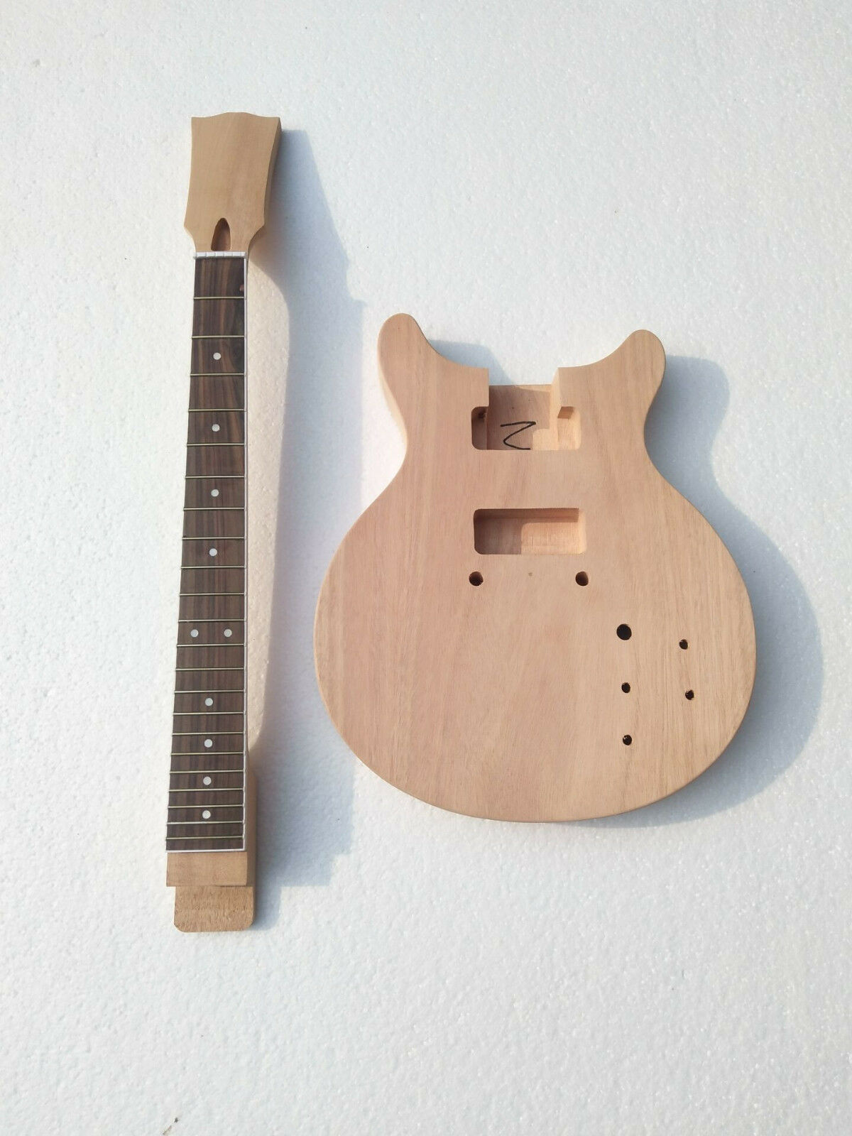 New Brand double cutaway project unfinish guitar kit with nibs on fret ...