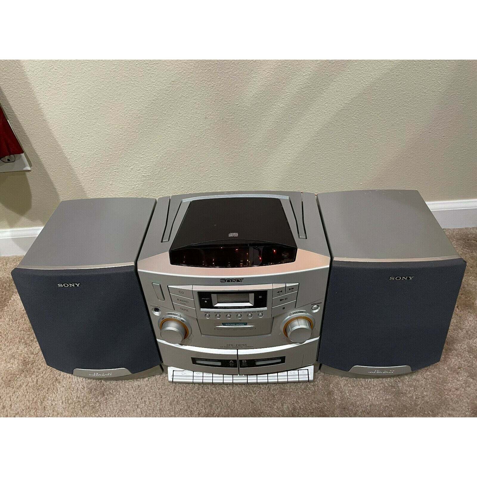 Sony Cfd-ZW755 Stereo System Boombox CD/Dual Cassette/ AM/FM Radio ...
