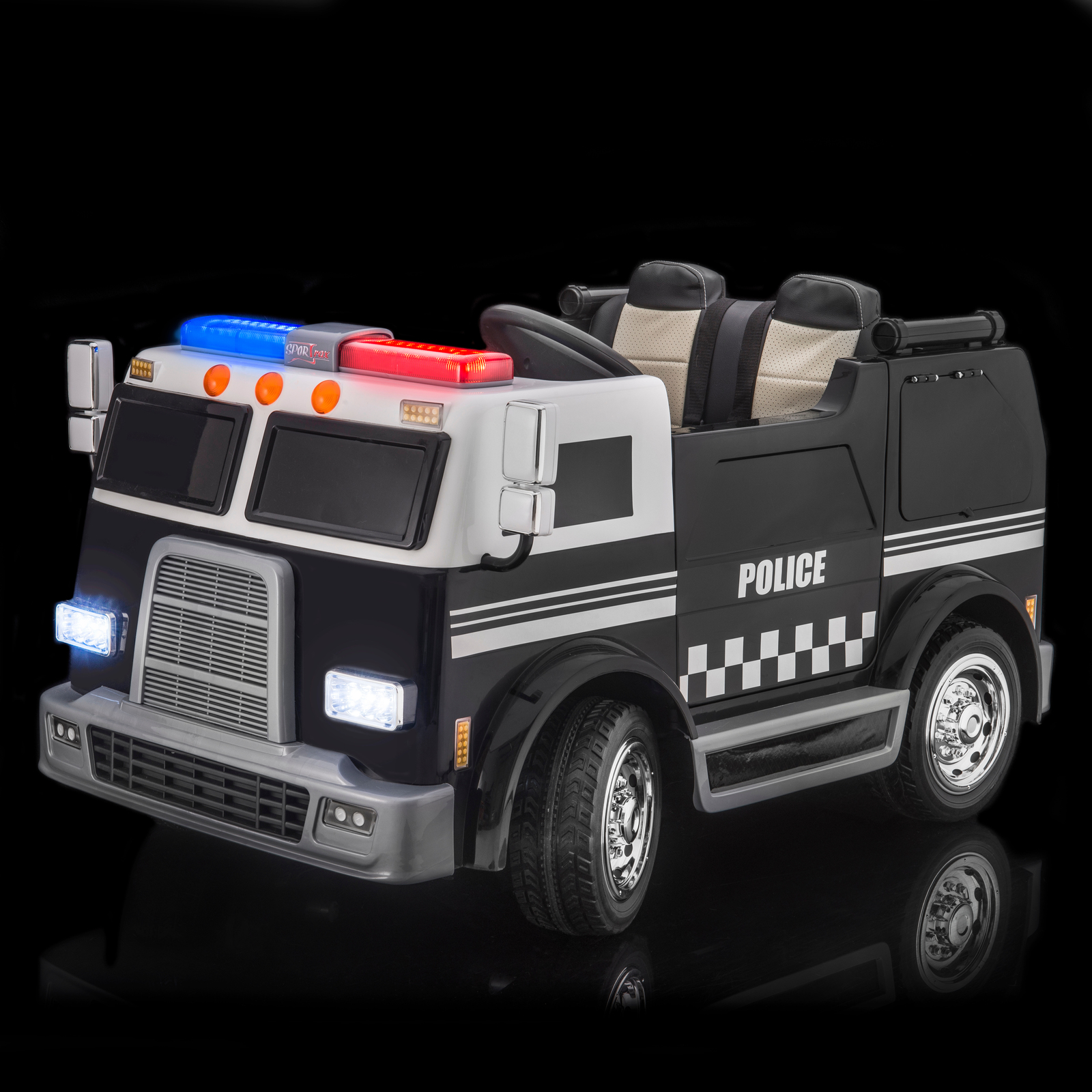 SUPERTRAX 12V Big Rig Emergency Kid's Ride On 4 Wheel Drive Police ...