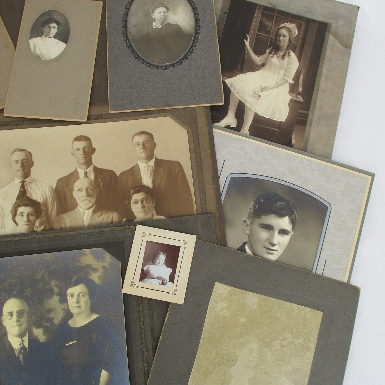 10 Antique Vintage Photo Portraits Matted Folders Children Adults 1890s ...