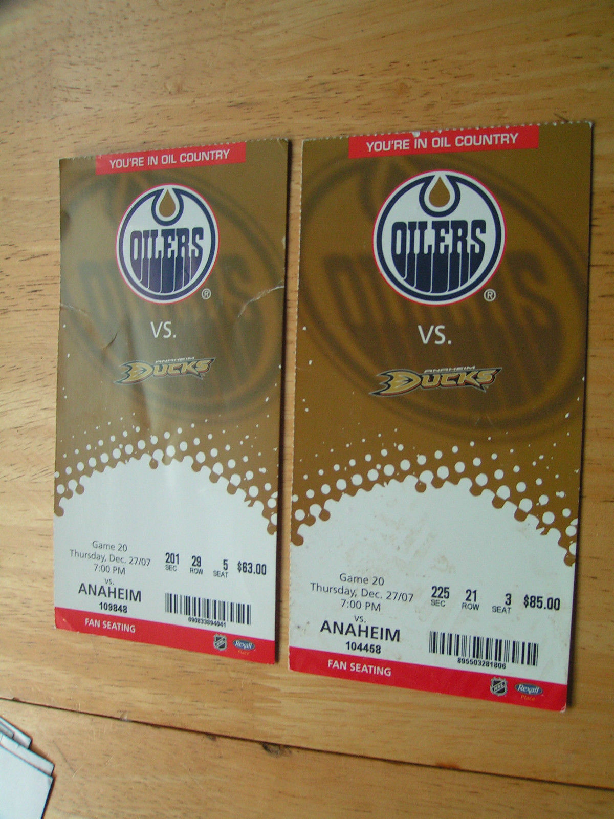 NHL Edmonton Oilers Full Unused Ticket Stubs ($3,95 Each-Free Shipping ...