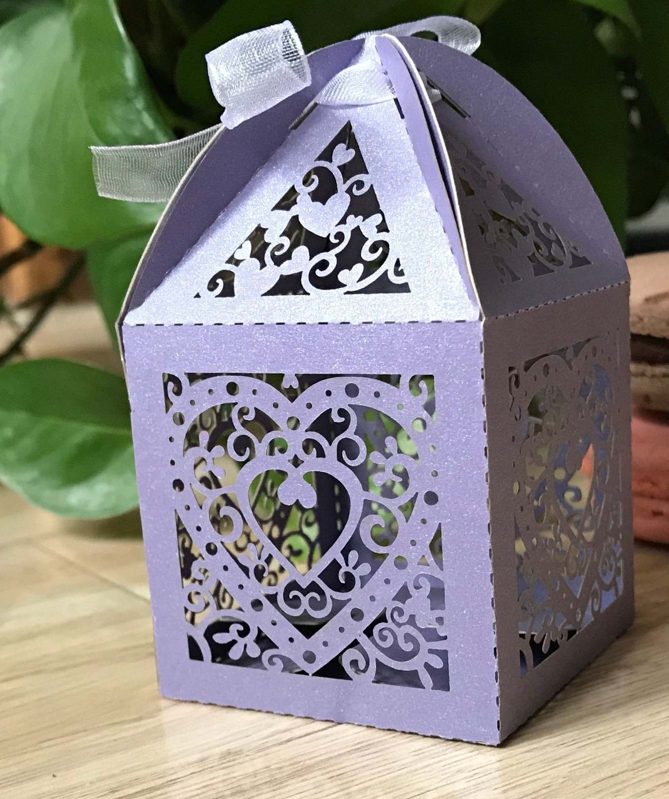 100pcs Light Purple Laser Cut Wedding Favor Boxes,Laser Cut Wedding ...