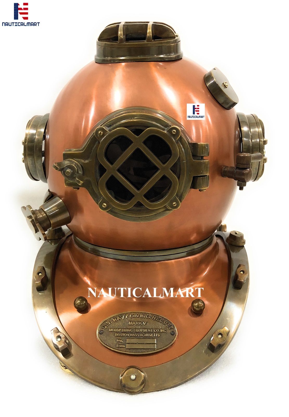 NauticalMart Copper Brass US Navy Mark V Diving Divers Helmet 18 ...