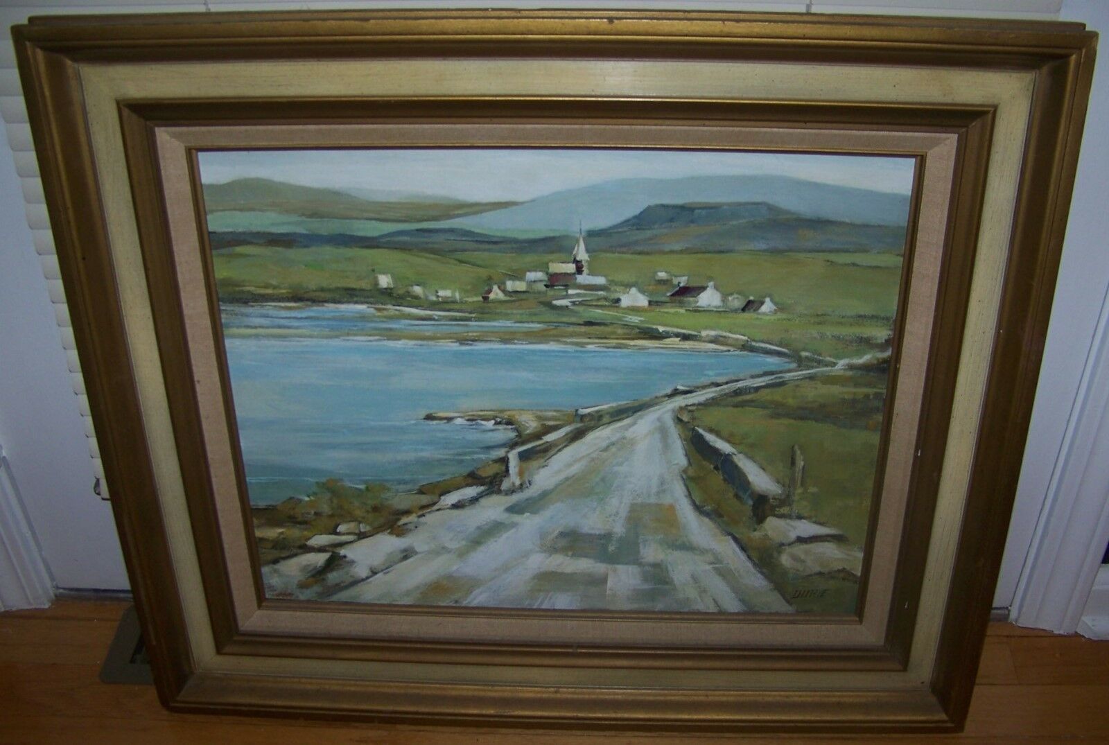 VINTAGE OIL ON MASONITE IMPRESSIONIST PAINTING CANADIAN VILLAGE SALLY ...