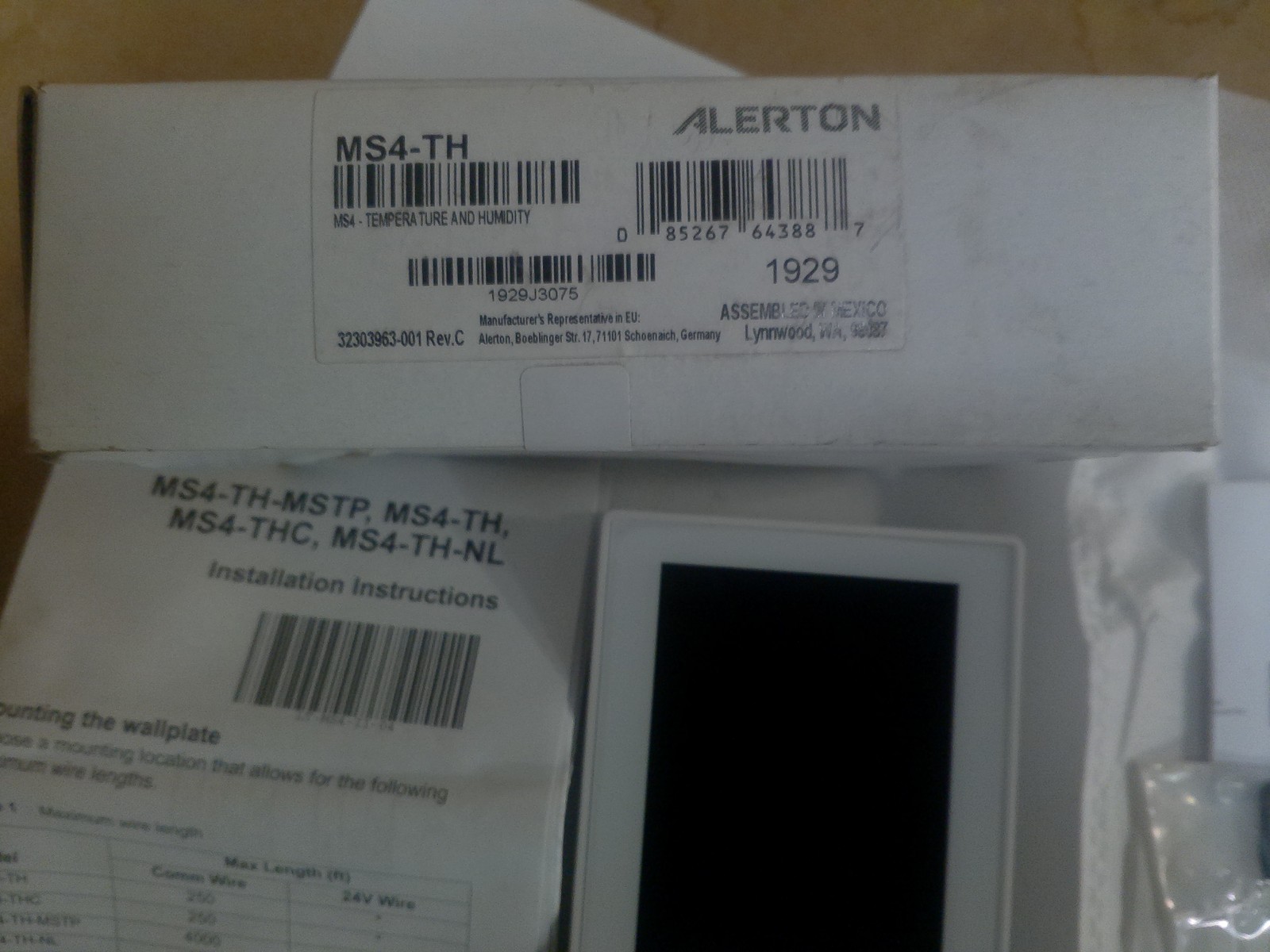 (NOB) ALERTON MS4-TH TEMPERATURE / HUMIDITY SENSOR /TOUCH SCREEN ...