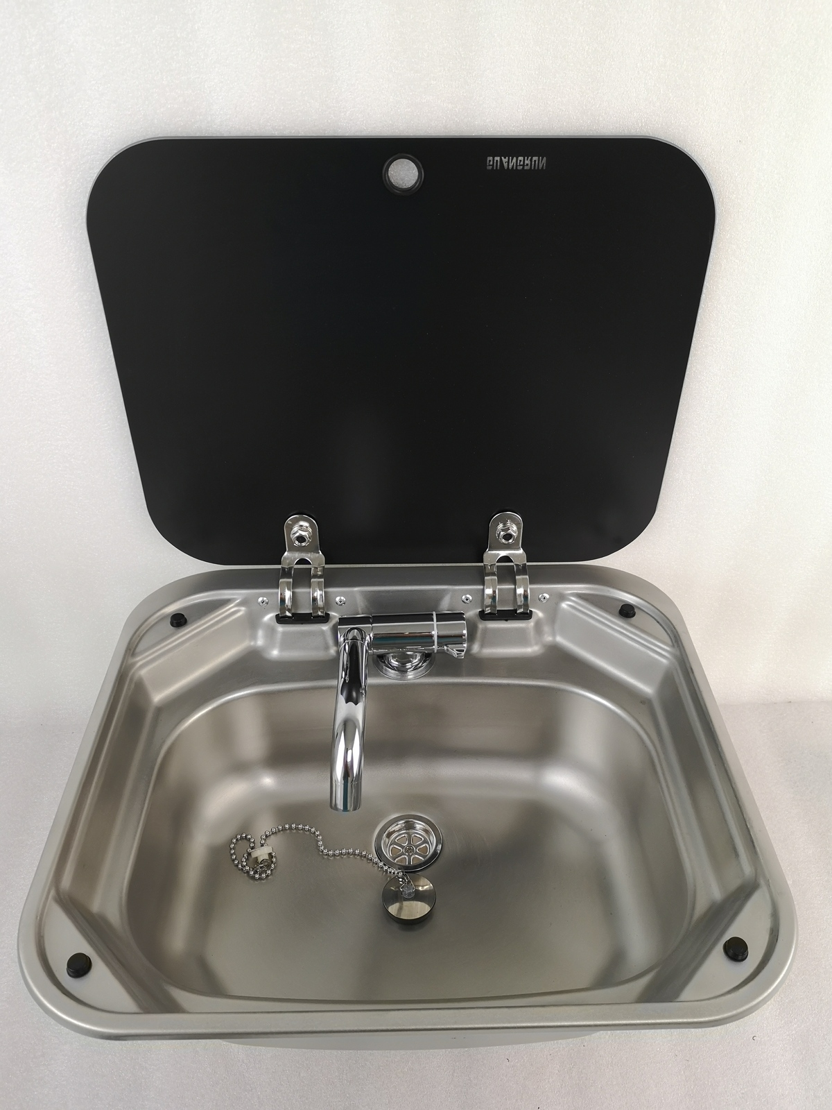 Boat RV Caravan Hand Wash Basin Sink Tempered Glass Lid 420*370*145mm ...