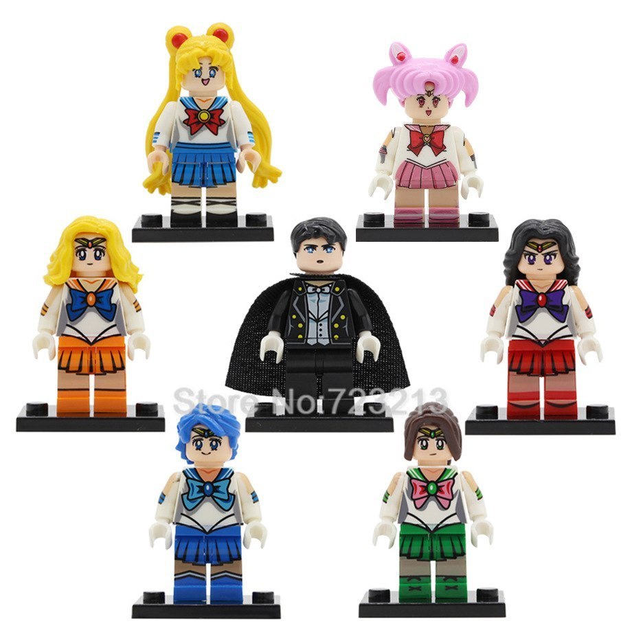 7pcs/set Anime Sailor Moon Rei Hino Chiba Mamoru Ami Mizuno Lego ...