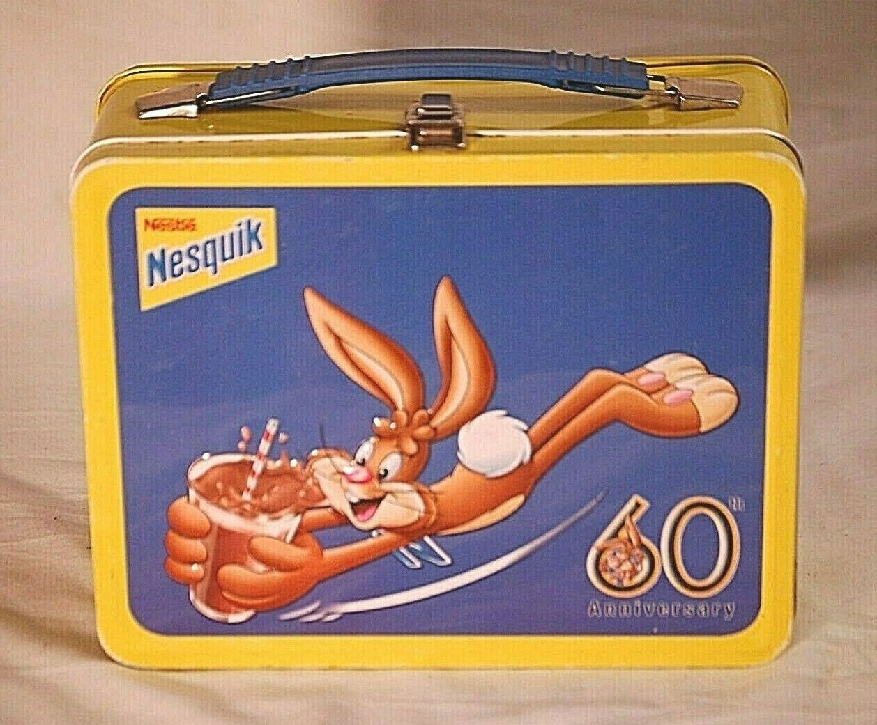 Nestle Nesquik Choc. Bunny Tin Lunchbox Yellow Lunch Box Pail Metal ...
