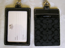 COACH SIGNATURE LANYARD ID BADGE HOLDER BLACK 60357 NWT - Other