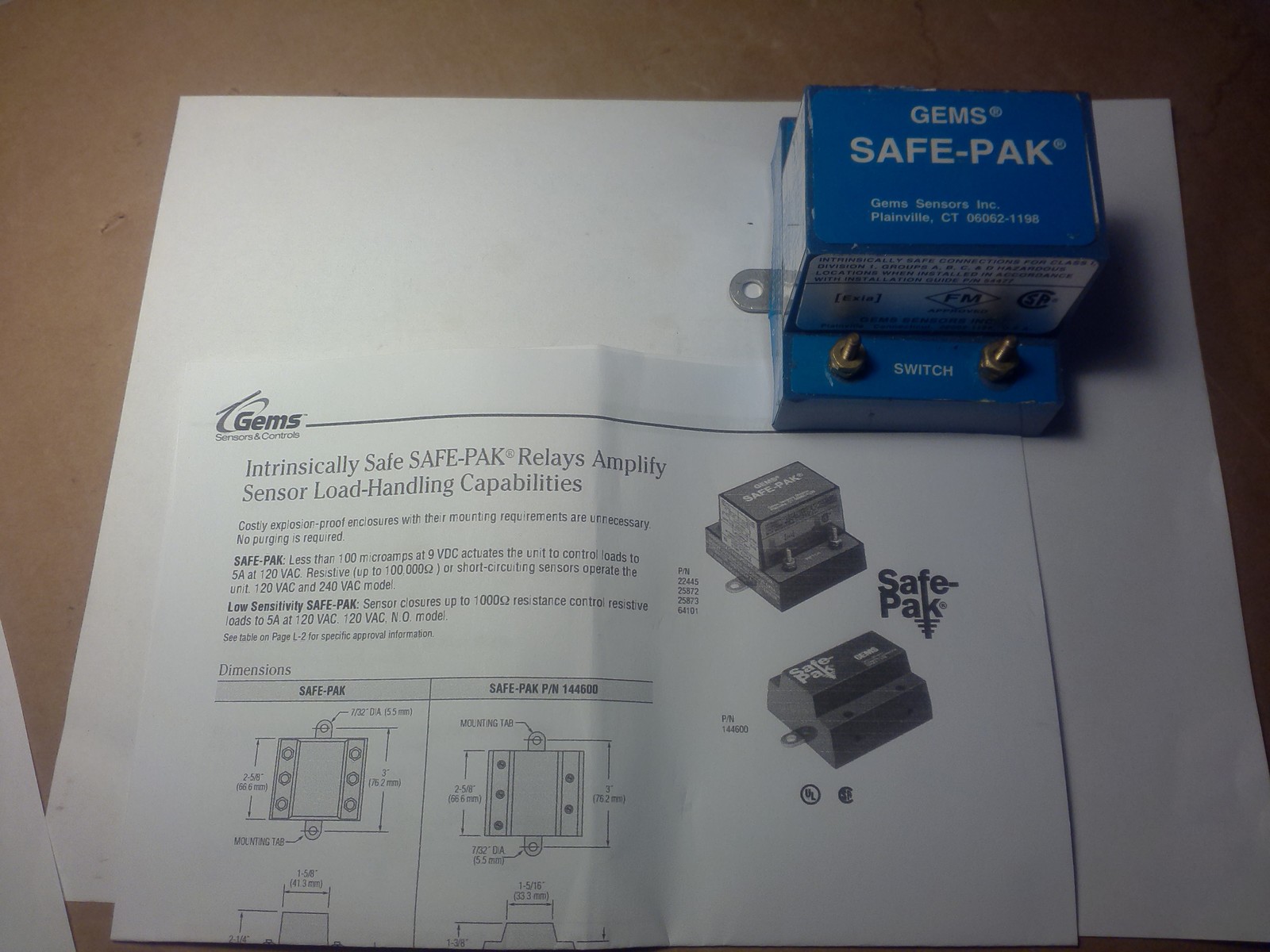 DELAVAL GEMS ST-22445 SAFE-PAK INTRINSICALLY SAFE RELAY /120VAC / 5AMP ...