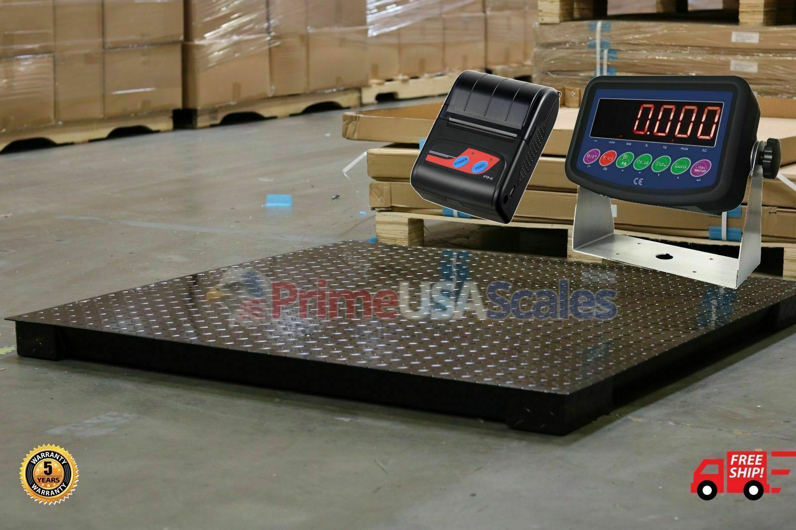 Floor Scale Heavy Duty Platform (4'x4') 48"x48" 5,000 lb by 0.5 lb with ...
