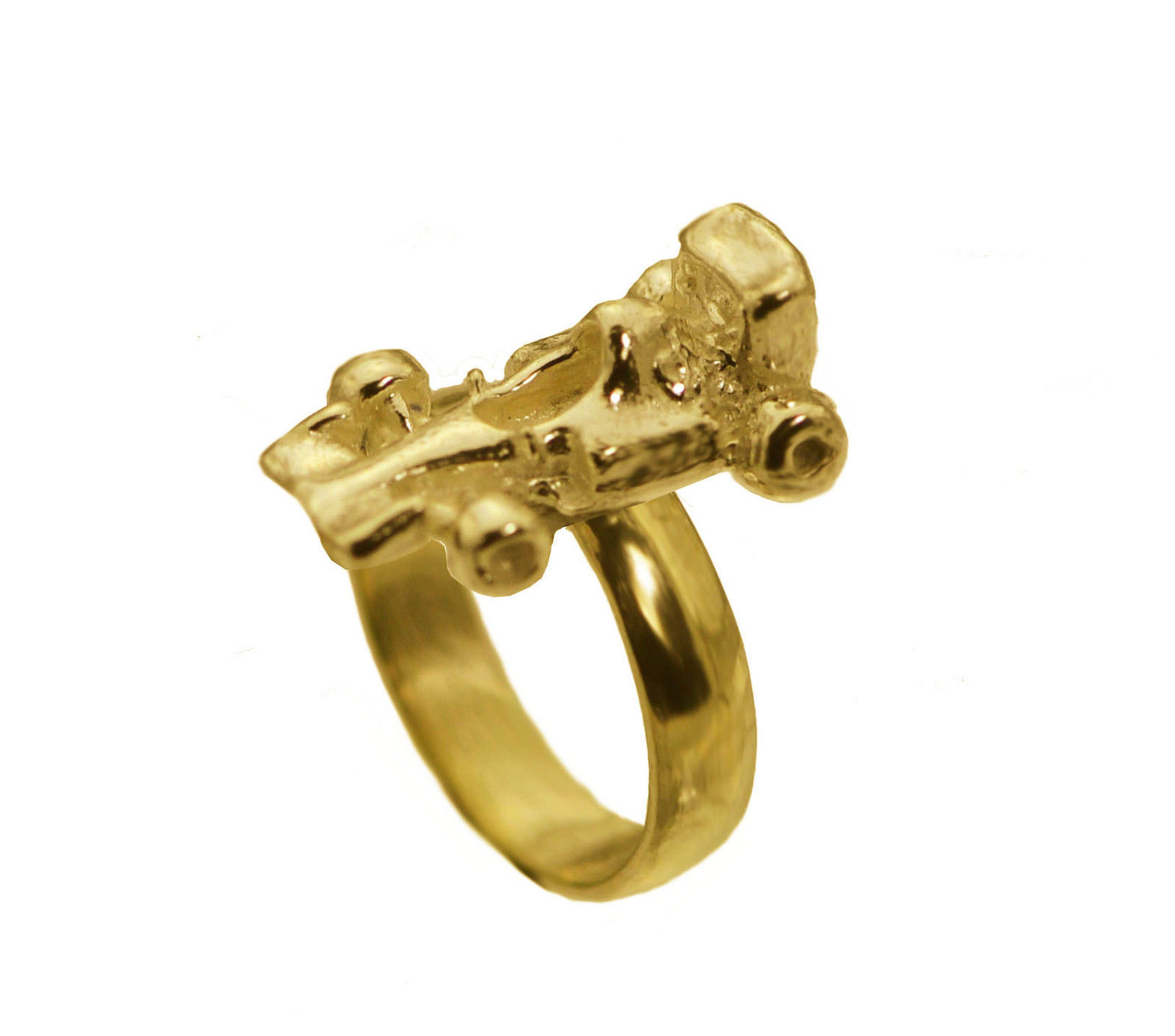 Racing Car Sports motorsport 24K GOLD PLATED Sterling Silver Ring ...