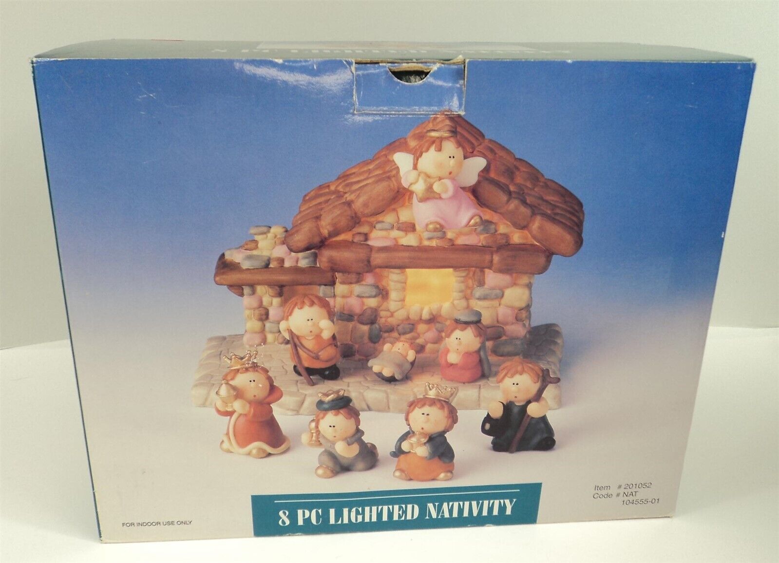 Bumpkins 8 Piece Lighted Ceramic Nativity Set w/ Stable Angel & Baby ...