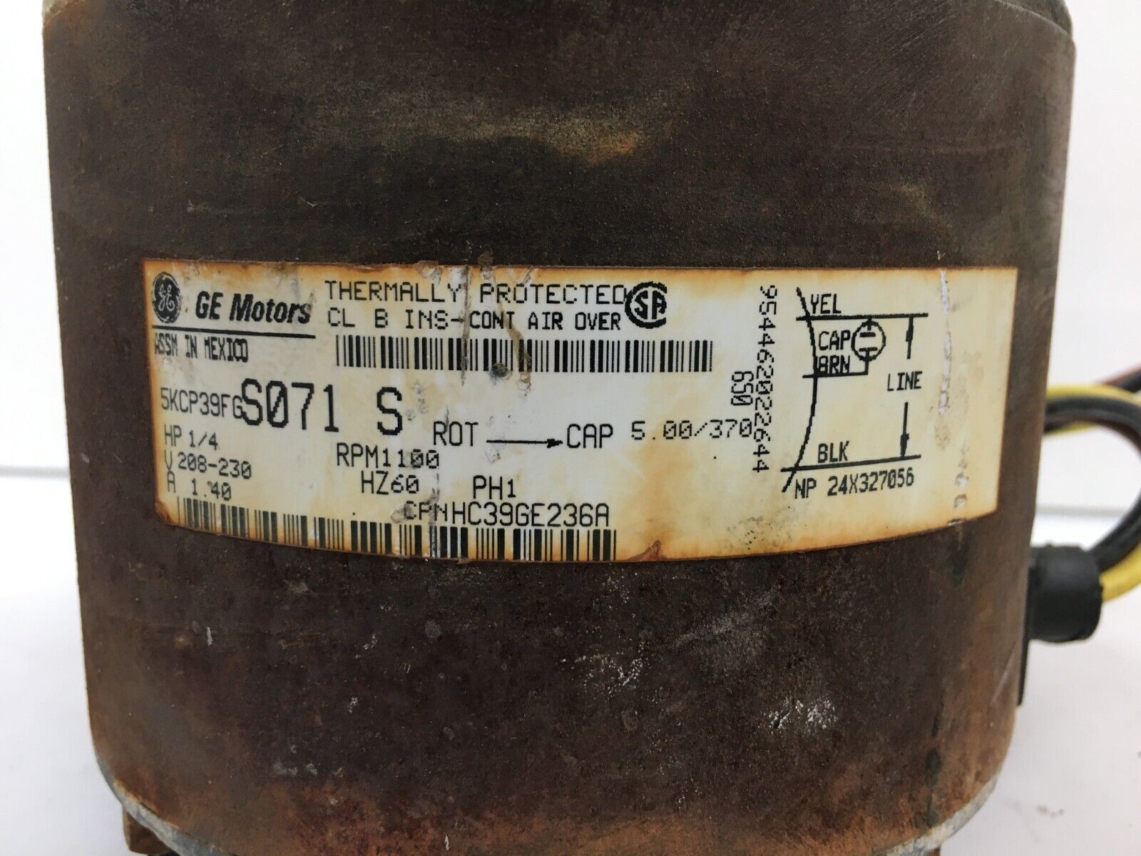 GE 5KCP39FGS071S Carrier HC39GE236A Condenser Fan Motor 1/4 HP 230V ...