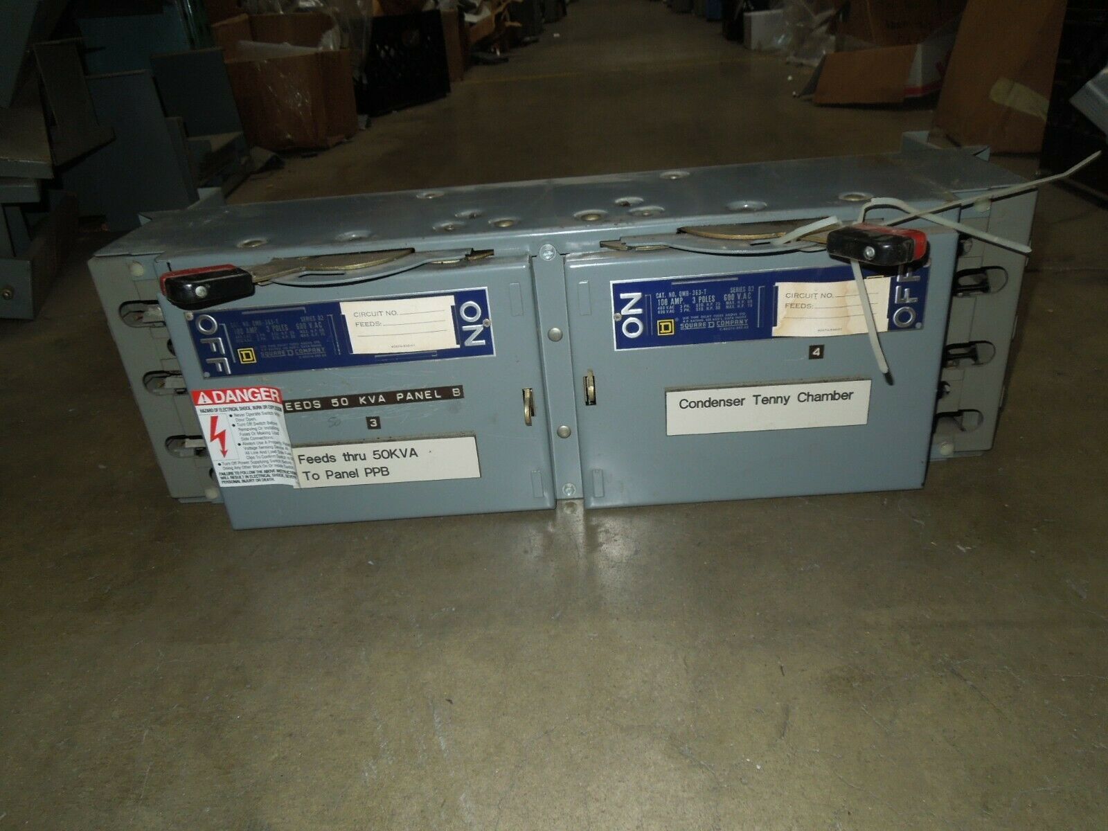 Square D QMB-363-T Series D2 100/100A 3p 600VAC Twin Fusible Panelboard ...