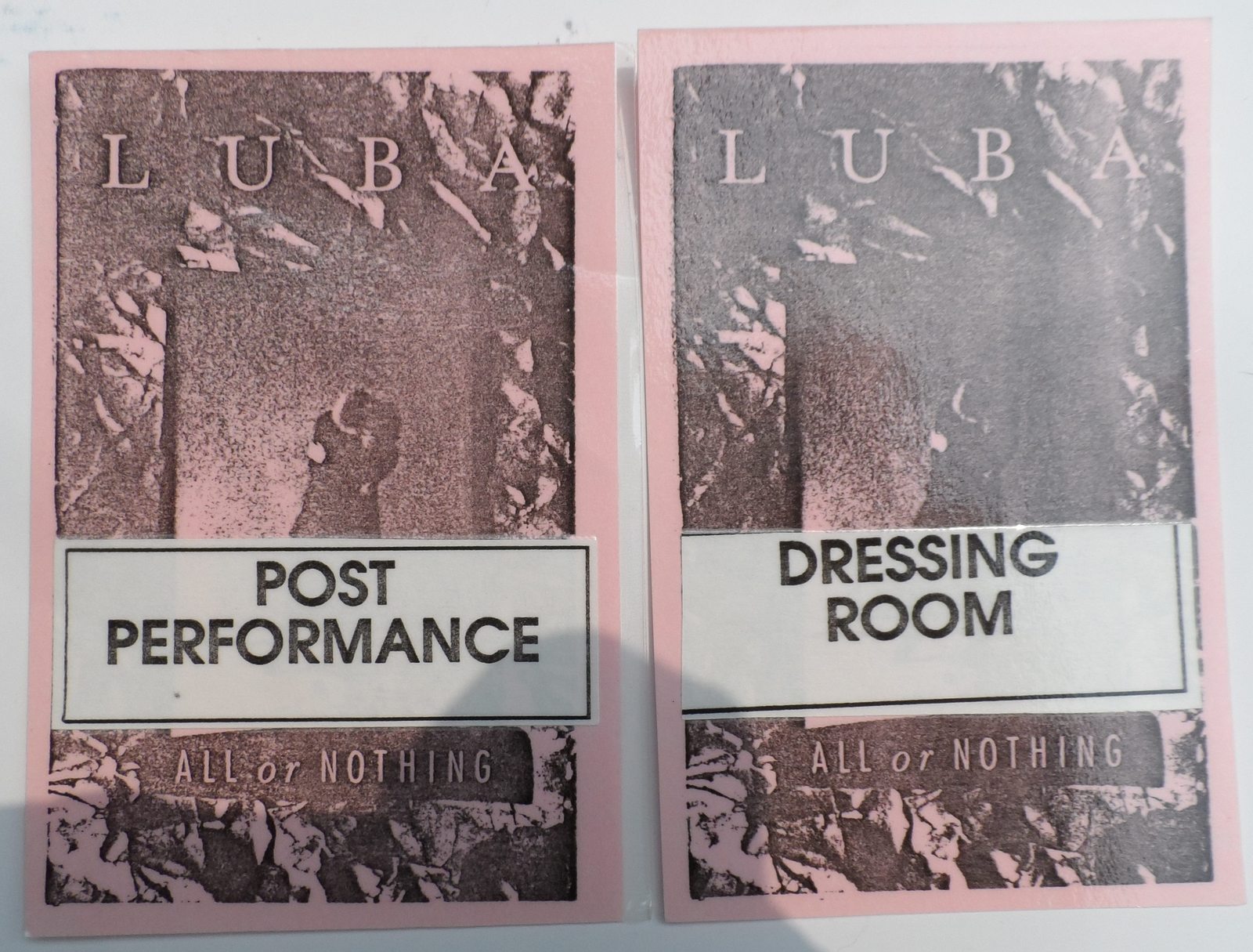 LUBA ALL OR NOTHING TOUR 1990 BACKSTAGE PASSES WINNIPEG MANITOBA ...