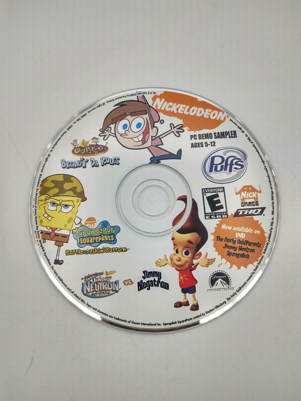 Puffs Nickelodeon PC Demo Sampler SpongeBob Squarepants Fairly Odd ...