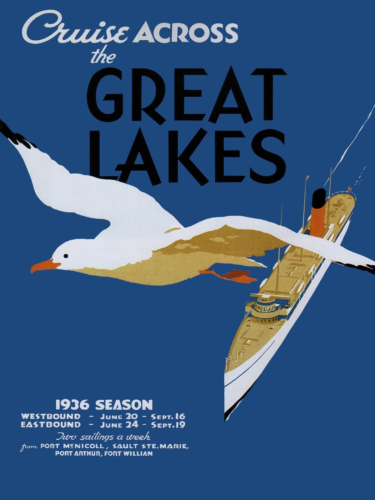 4690.Cruise across great lakes.seagull.steamship.POSTER.decor Home ...