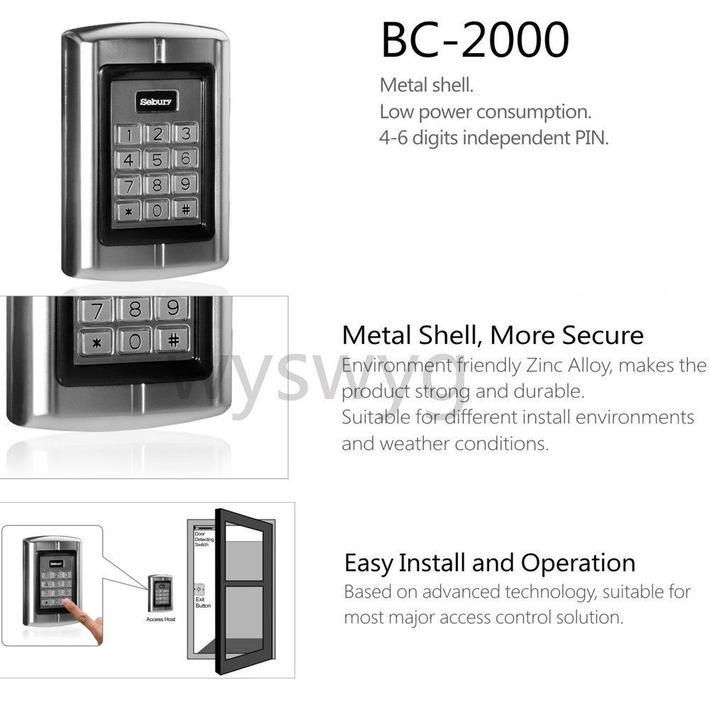 125KHz RFID EM Card Metal Door Access Controller Reader Keypad Sebury ...