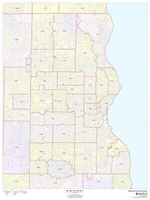 Milwaukee, Wisconsin ZIP Codes Laminated Wall Map (MSH) - US