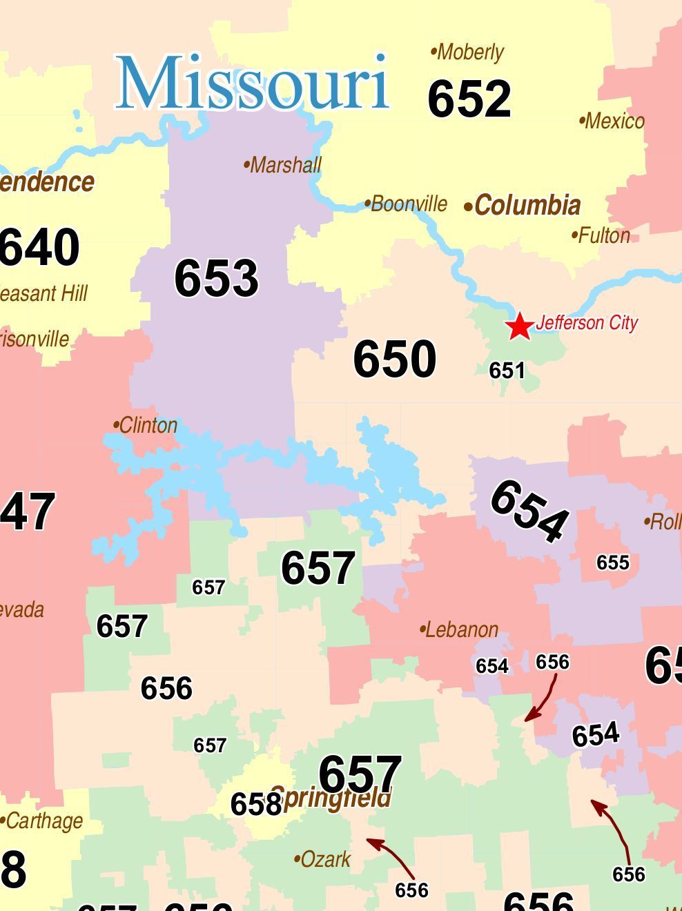 USA 3 Digit Zipcode Laminated Wall Map (City Version) - North America Maps