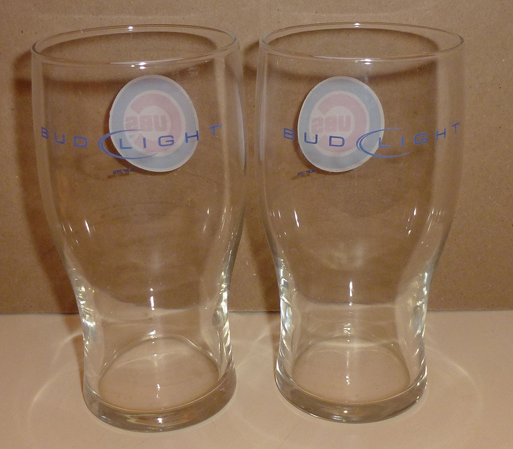 2 Chicago Cubs MLB Baseball Team Logo 2006 Bud Light Beer 16 oz Glasses ...