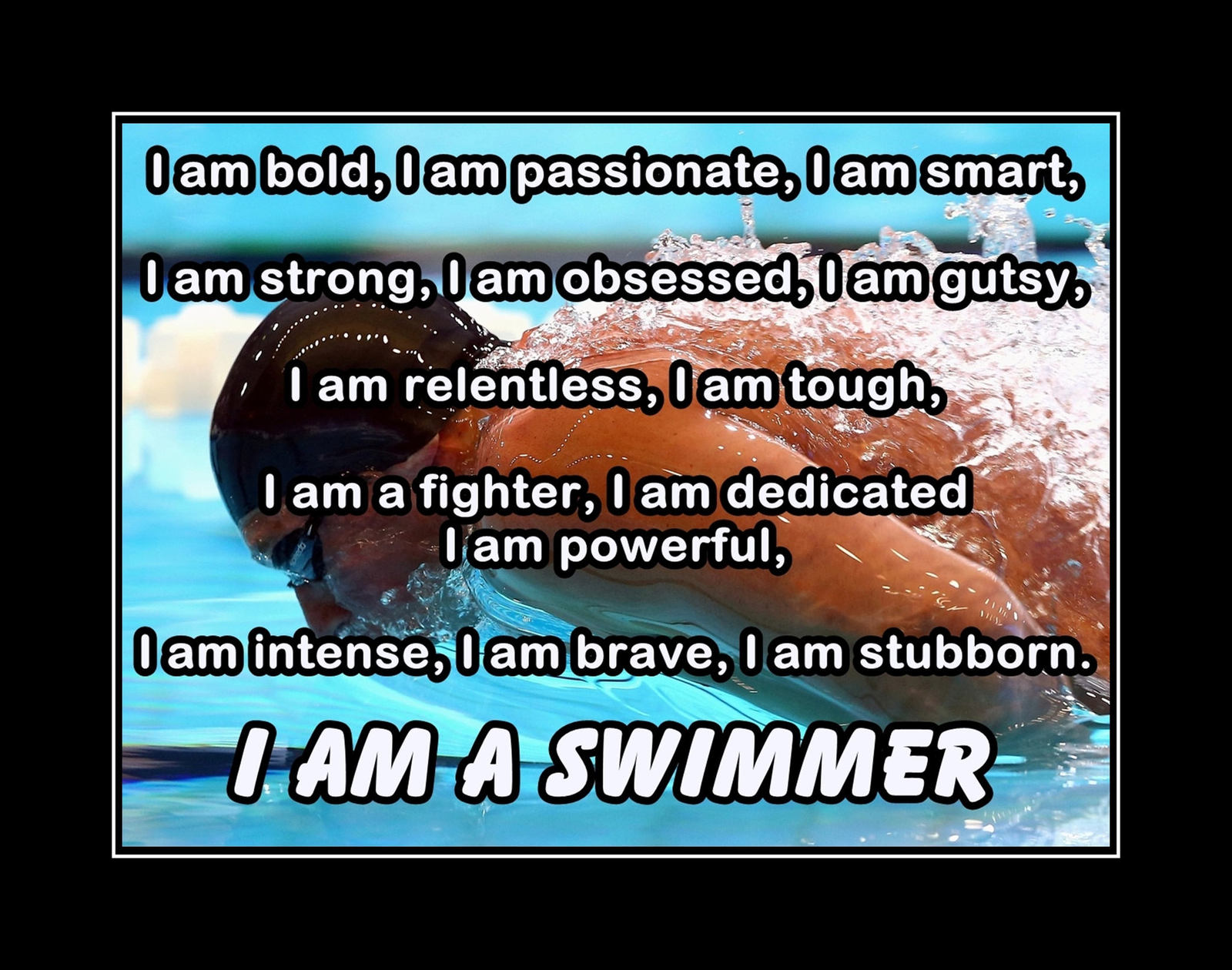 Inspirational Swimmer Confidence Poster Print Swim Motivation Wall Art ...