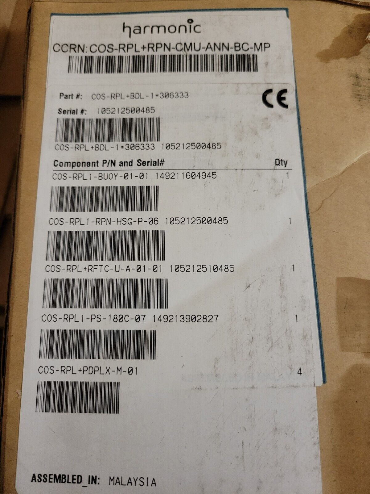 Harmonic CableOS Ripple-1 Remote PHY Node COS-RPL+RPN-CMU-ANN-BC-MP See ...