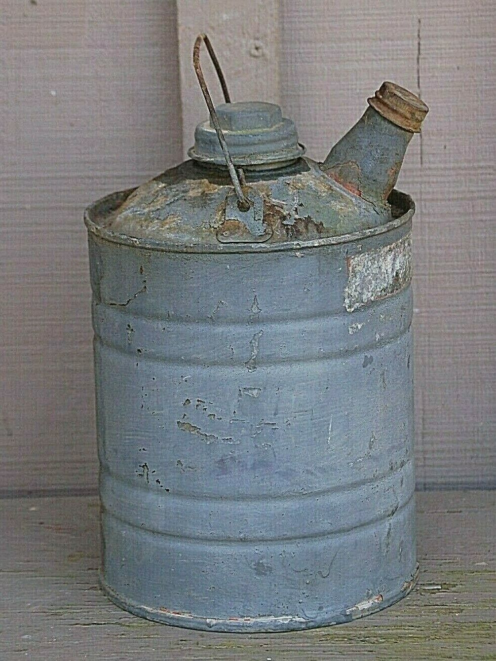 Rustic Gallon Kerosene Can Metal Galvanized Tool Garage Rat Rod Man ...