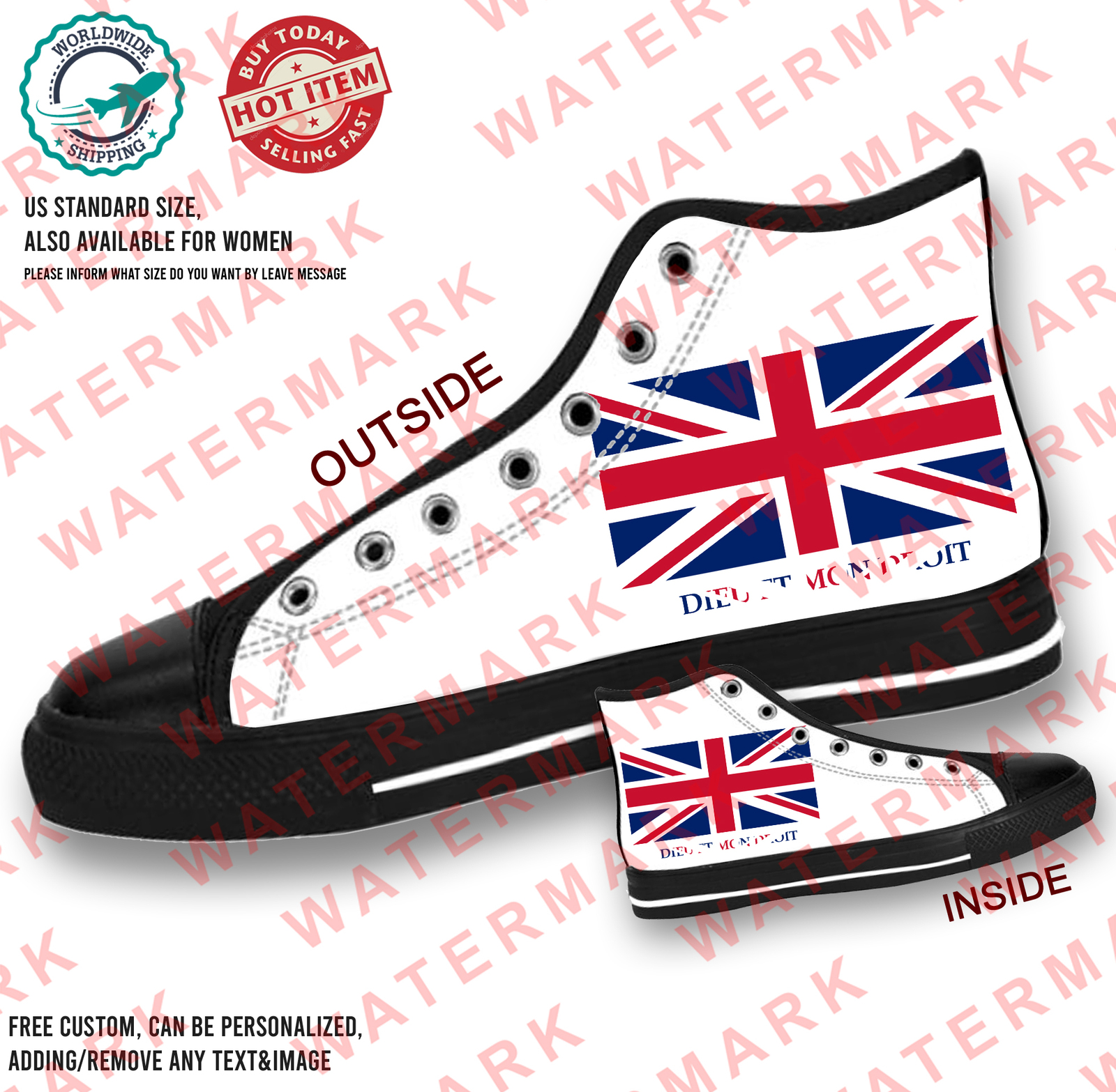 5 UK UNITED KINGDOM BRITISH ENGLAND NATIONAL FLAG Shoes - Men