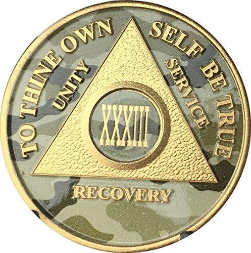 33 Year AA Medallion Camo Gold Plated Anniversary Chip Camouflage Color ...