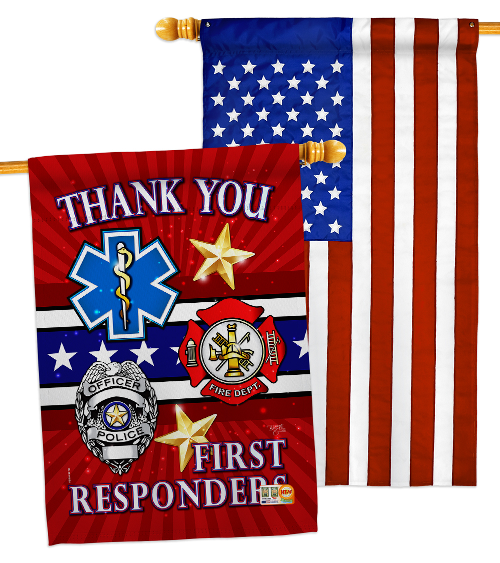 First Responders - Impressions Decorative USA Applique House Flags Pack ...