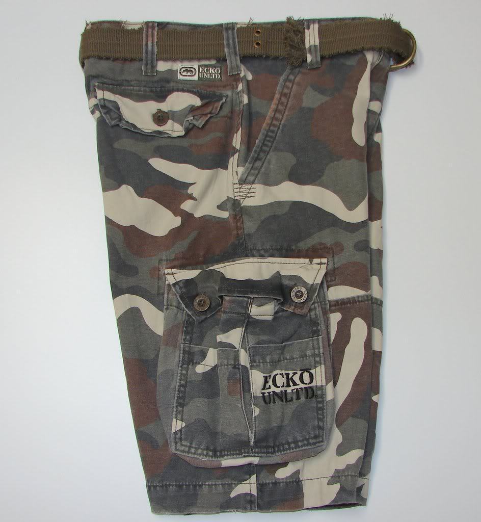 Ecko Unltd Green Camo Cargo Shorts & Belt Youth Boys NWT - Boys' Clothing (Sizes 4 & Up)