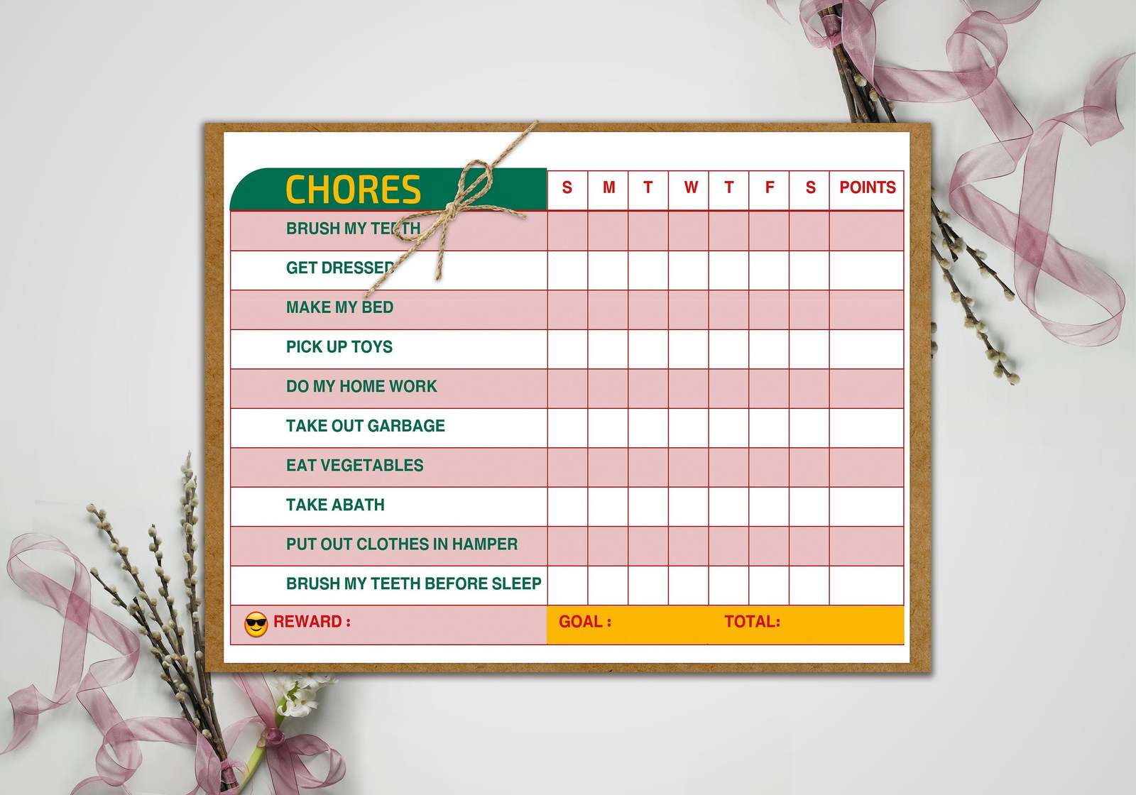 CHORE Chart, Printable Daily Routine, Chore Chart, Morning/Evening ...