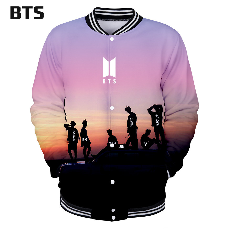 BTS 3D Fashion Jacket Print O-neck Long Sleeve Harajuku Baseball Jacket ...