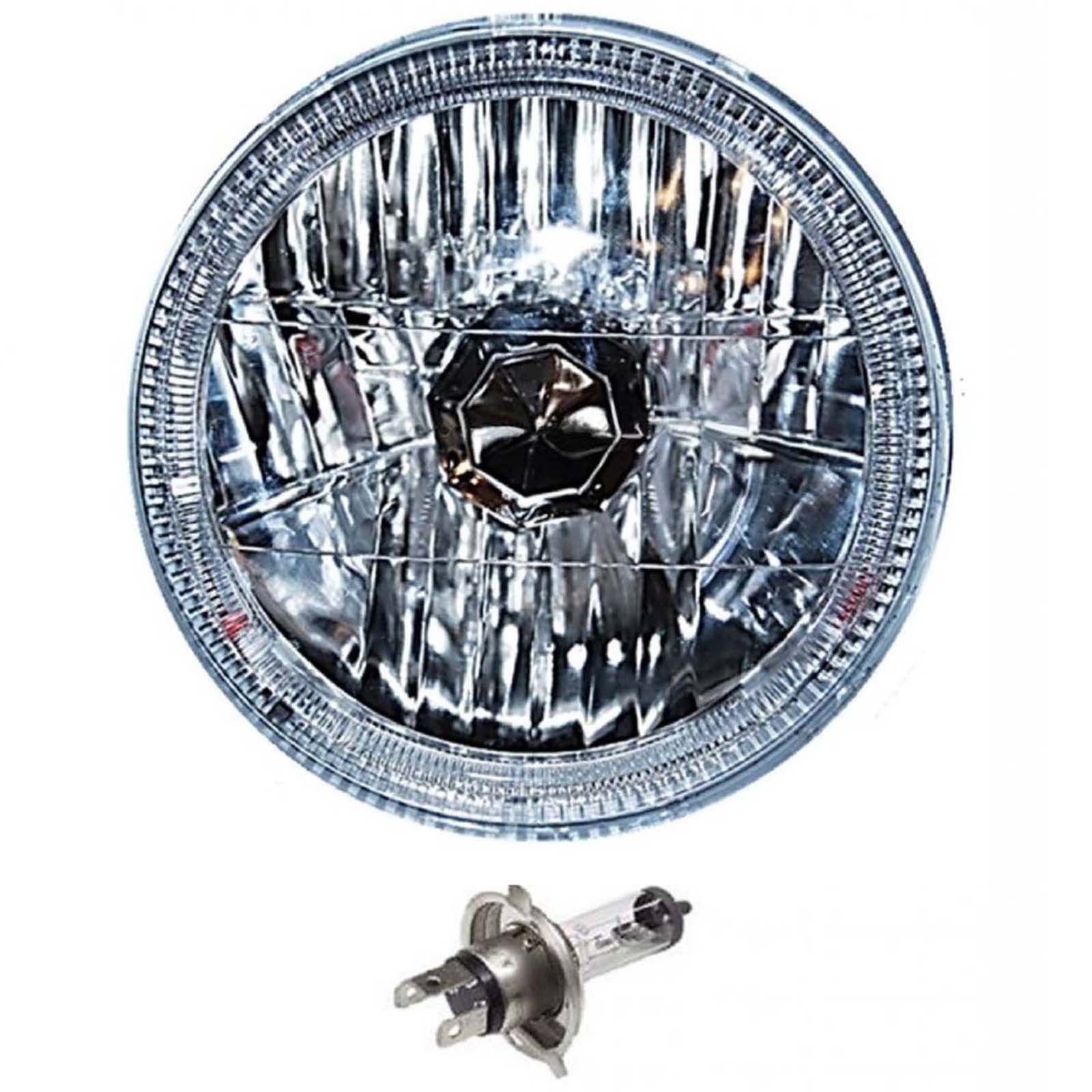 7" Halogen Crystal Clear Blue LED Halo Ring H4 Light Bulb Motorcycle ...