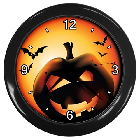 Halloween Punpkin Custom Black Wall Clock - Wall Clocks