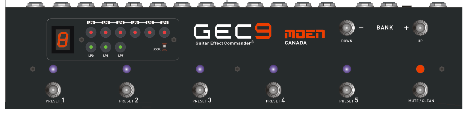 MOEN GEC9 V2 Guitar Pedal FX Switcher 9 Loop Foot Controller Routing System + DC - Effects Pedals
