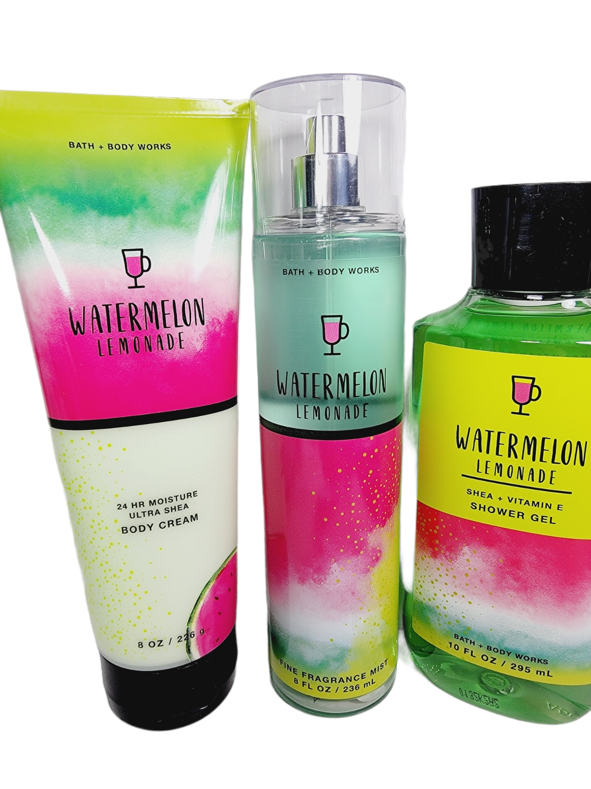 Bath And Body Works Watermelon Lemonade 3 Pc Set Body Mist Cream Shower