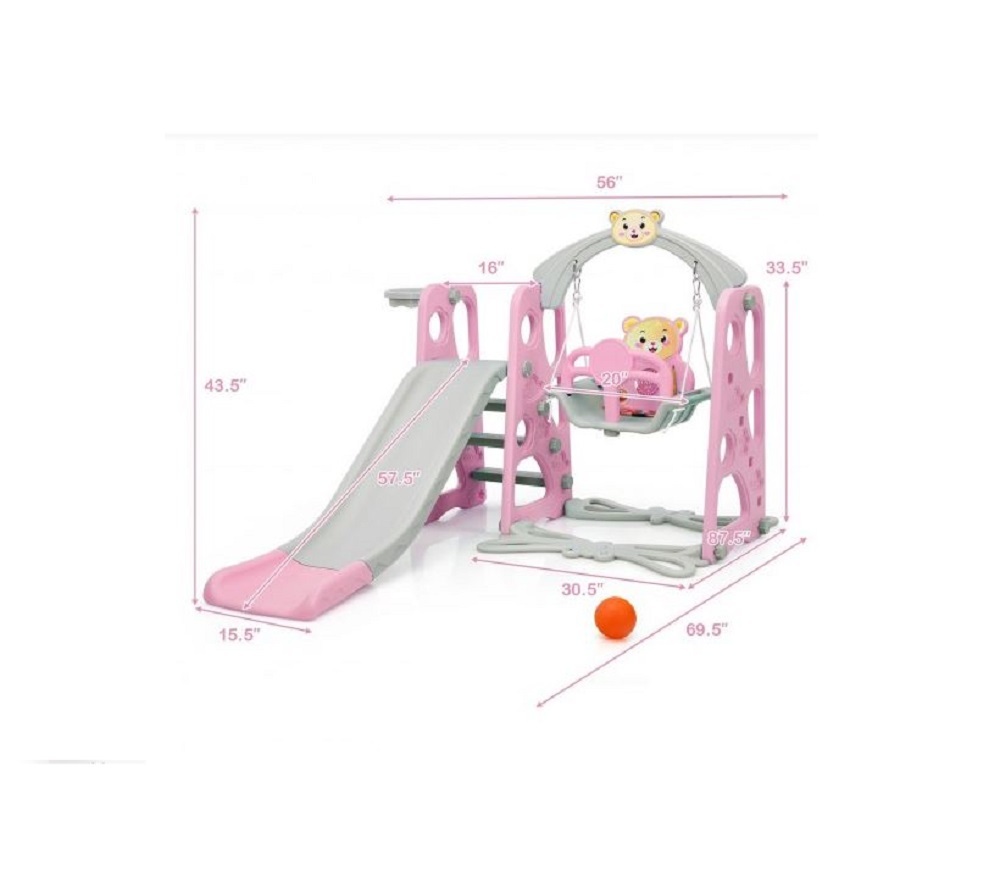 Aqua or Pink Toddler Swingset 3 in 1 Swing Sliding Board Climber ...