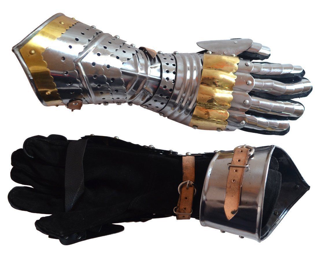NauticalMart Medieval articulated gauntlets with brass accents ...