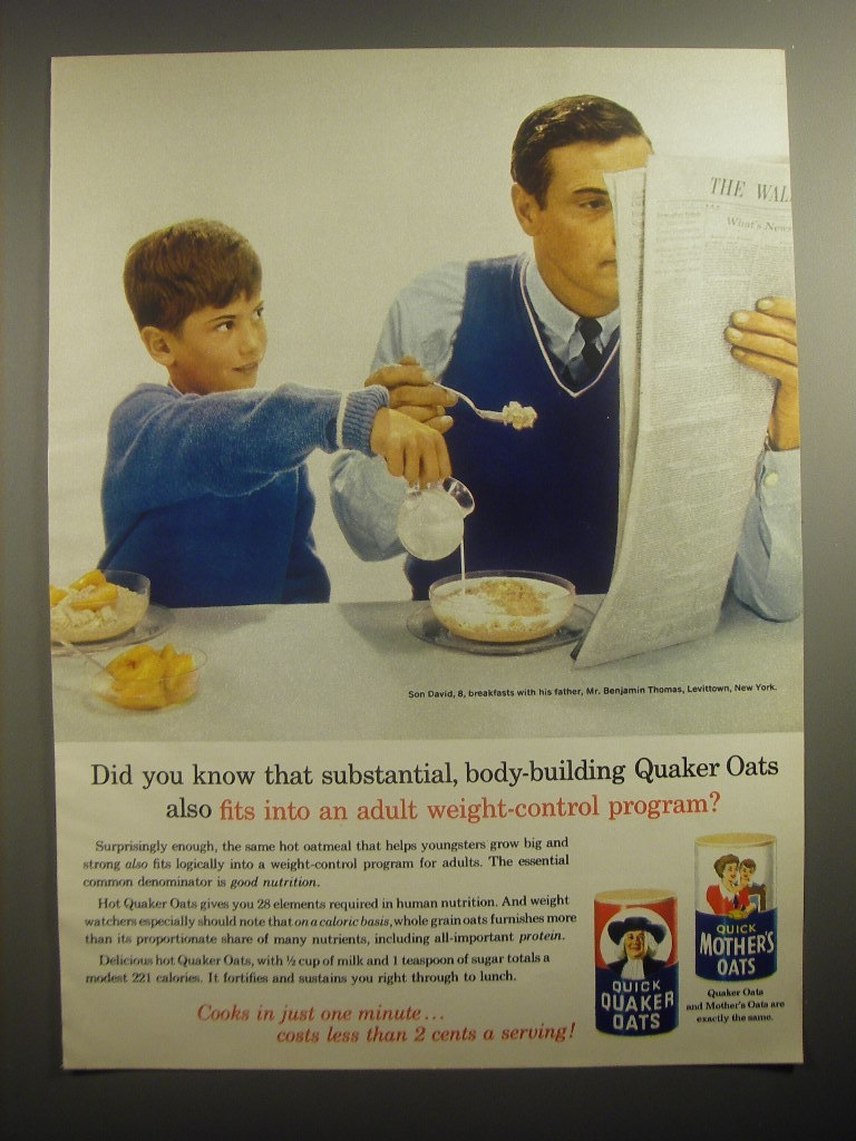 1963 Quick Quaker Oats and Mother's Oats Ad - Did you know - 1980-89