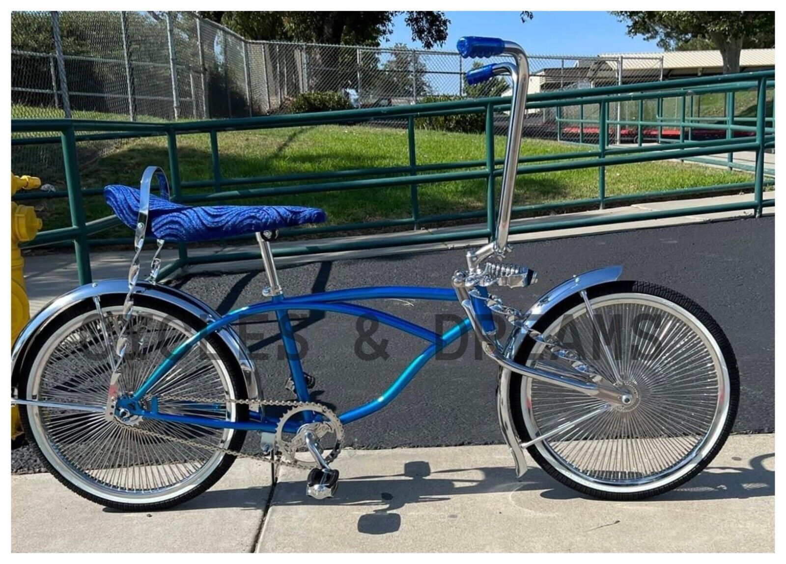 20" CUSTOM LOWRIDER BIKE IN BLUE/ CHROME, 144 SPOKES WHEEL, AUTHENTIC LOWRIDER - Bicycles