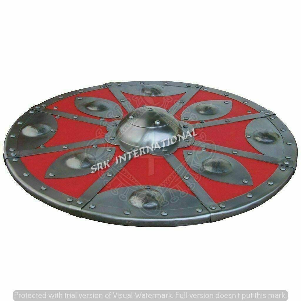 Round shield Medieval Larp Warrior Wood & Steel Viking Armor Templar ...