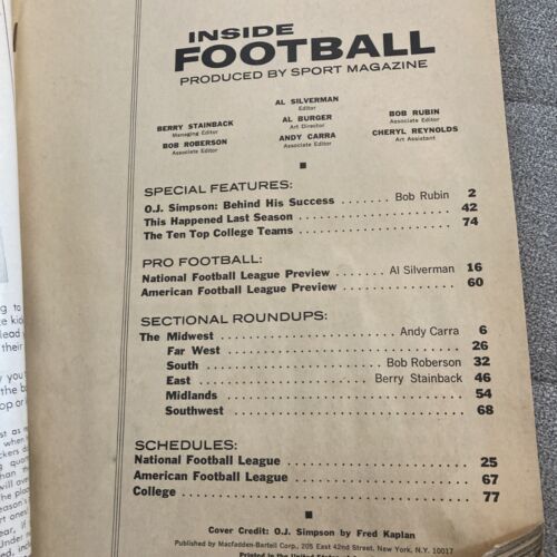 1968 Inside Football magazine and 1968 Football Year O.J. Simpson, USC ...