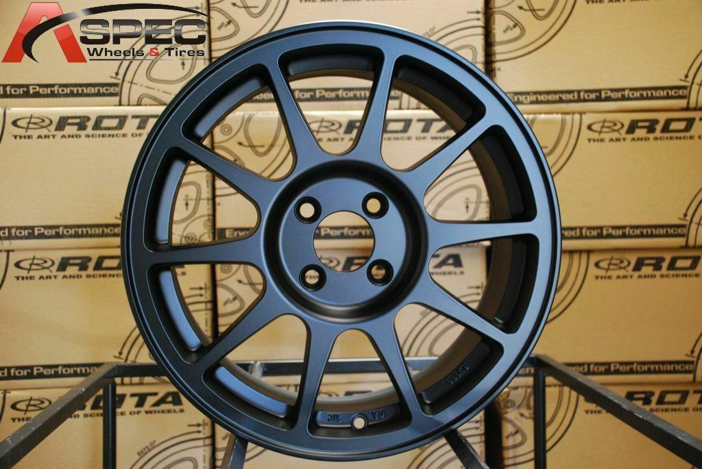 One 16x7 Rota R Spec 4x100 45 Flat Black Wheels Rims - Wheels