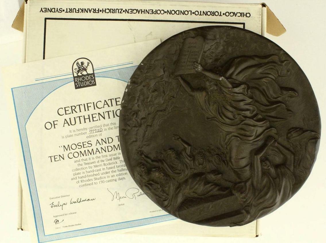 Vintage RHODES STUDIO Plate Moses & The Ten Commandments Dore Bible ...