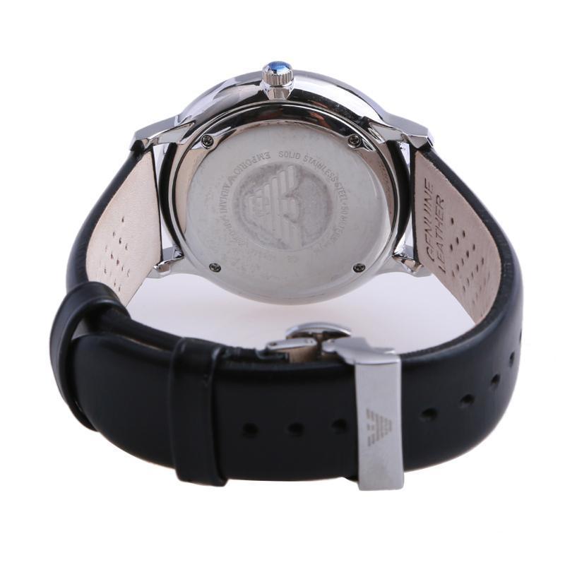 Emporio Armani Classic Black Leather Band Wrist Watch Ar0382 - Wristwatches