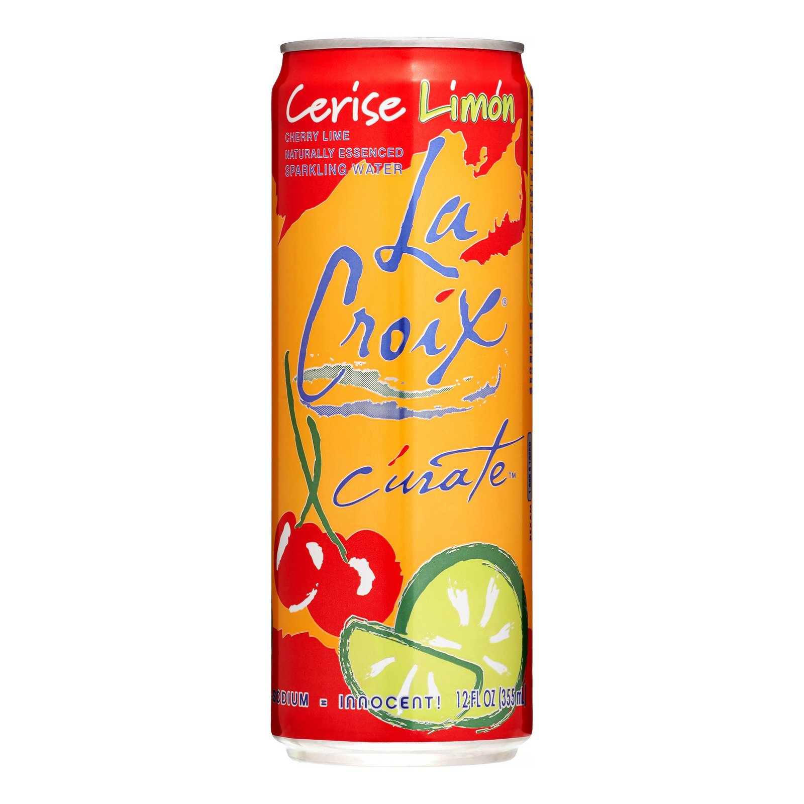 La Croix Cerise Limon, Cherry Lime Flavored Naturally Essenced Sparkling Water, - Water