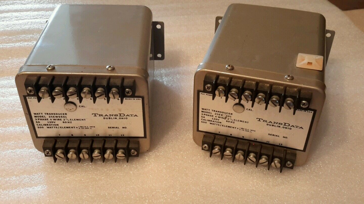 TRANSDATA 25EWS501 WATT TRANSDUCER 5A 120V 60HZ (LOT OF 2) $69 - Other ...